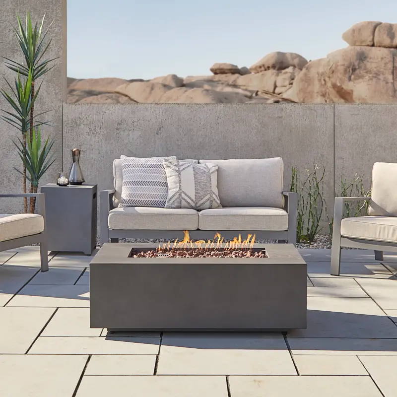 Aegean 42" Rectangle Gas Fire Pit Table in Weathered Slate | RC Willey