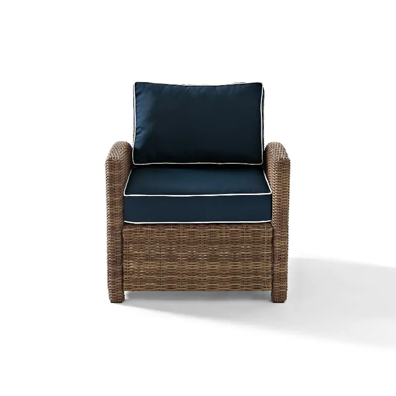 Bradenton Navy and Wicker Patio Armchair | RC Willey