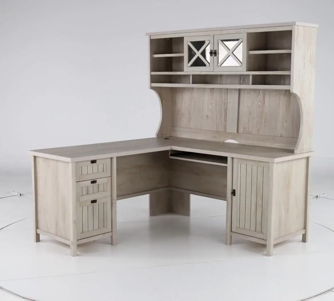 Costa Chestnut L Shaped Corner Computer Desk with Hutch | RC Willey