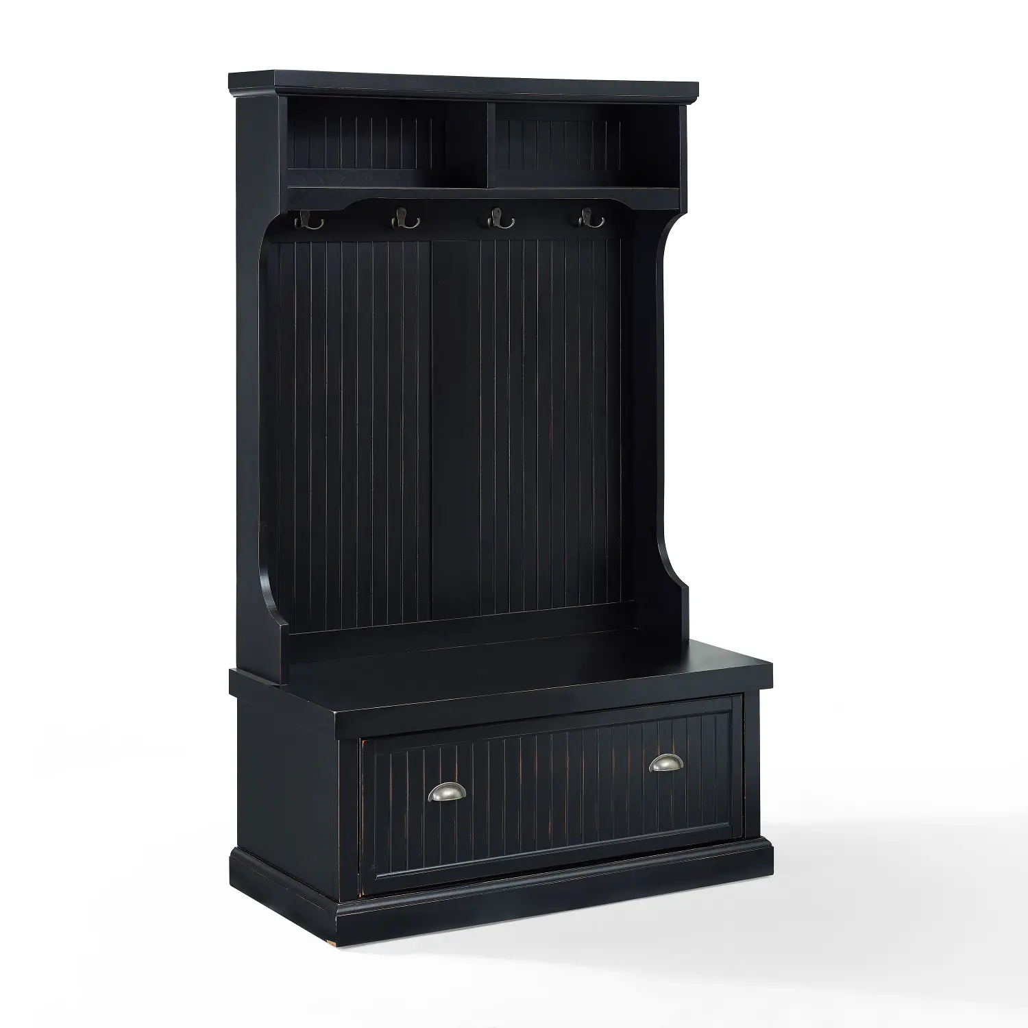 Seaside Distressed Black Hall Tree | RC Willey