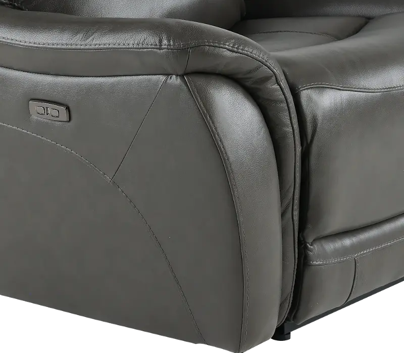 Happy-Happy Gray Leather-Match Power Recliner | RC Willey