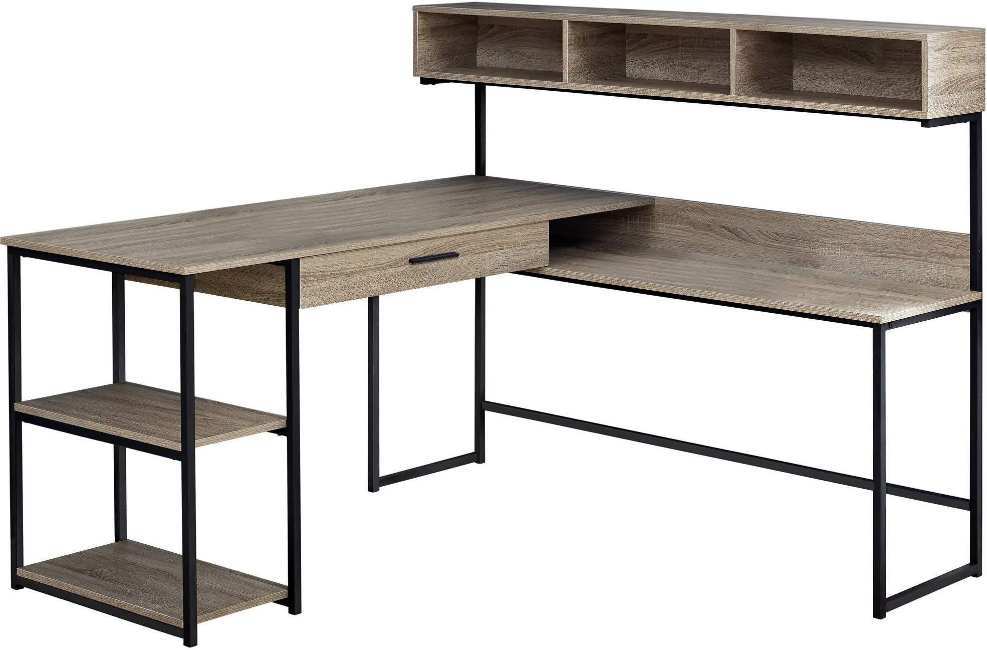 Taupe and Black Metal Corner Computer Desk | RC Willey