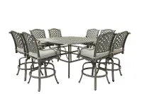 Macan 5 Piece Gray and Beige Counter Height Patio Dining Set | RC Willey