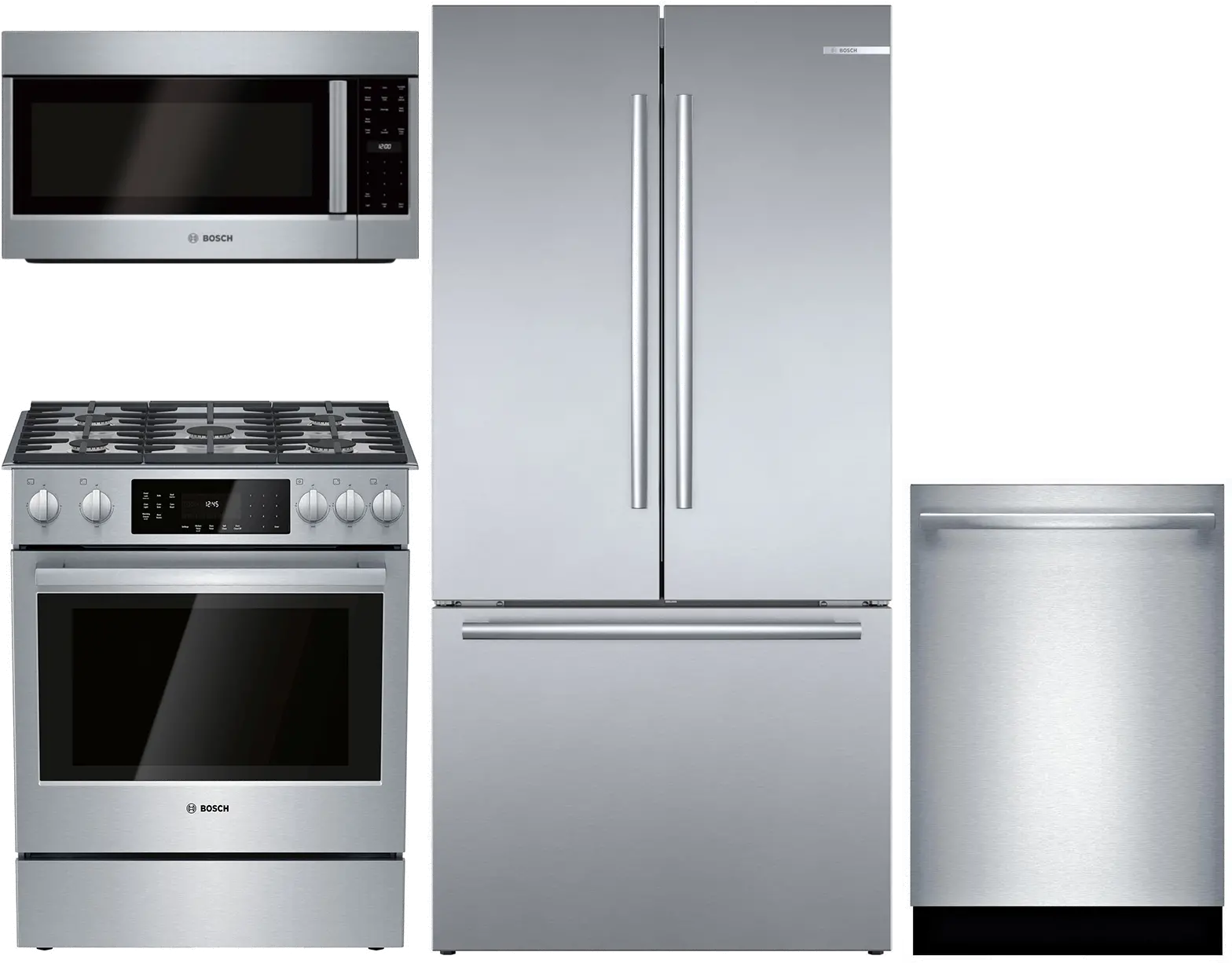 Bosch 4 Piece Gas Kitchen Appliance Package with Counter Depth ...