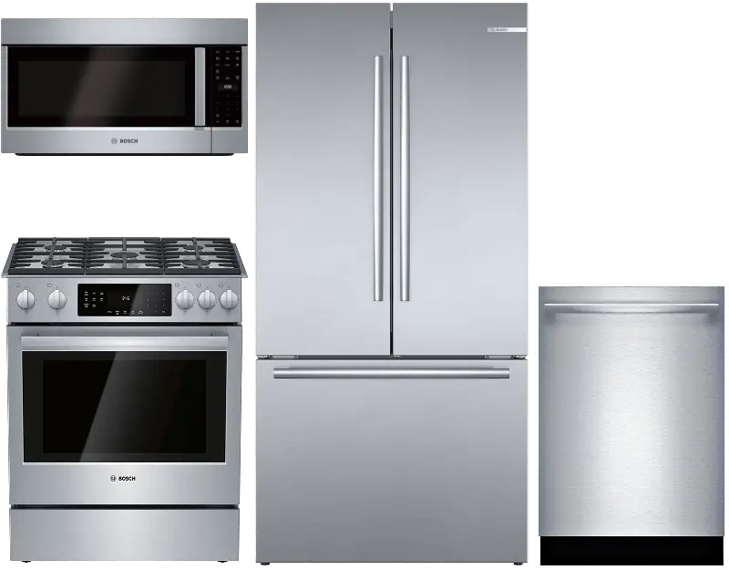 Bosch 4 Piece Gas Kitchen Appliance Package with Counter Depth ...