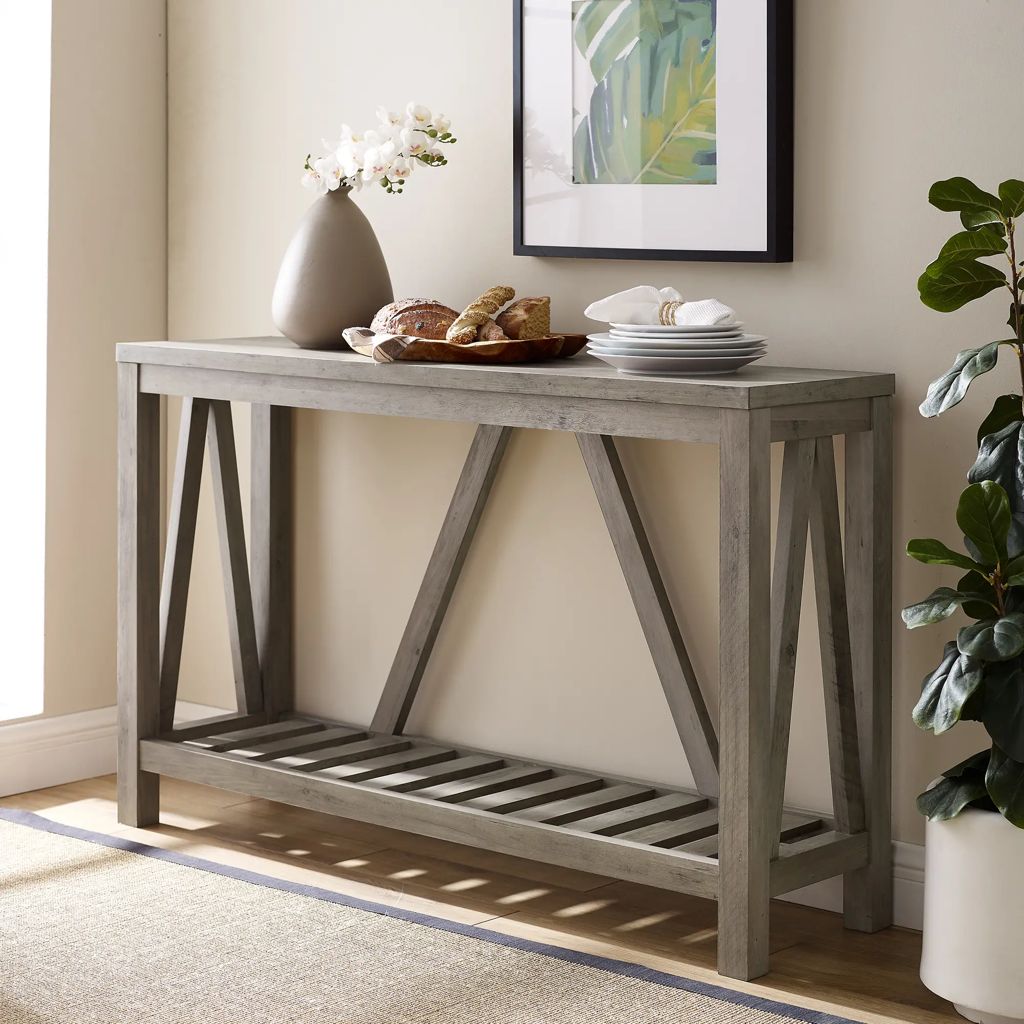Rustic Gray Entryway Table - A-Frame - Walker Edison | RC Willey
