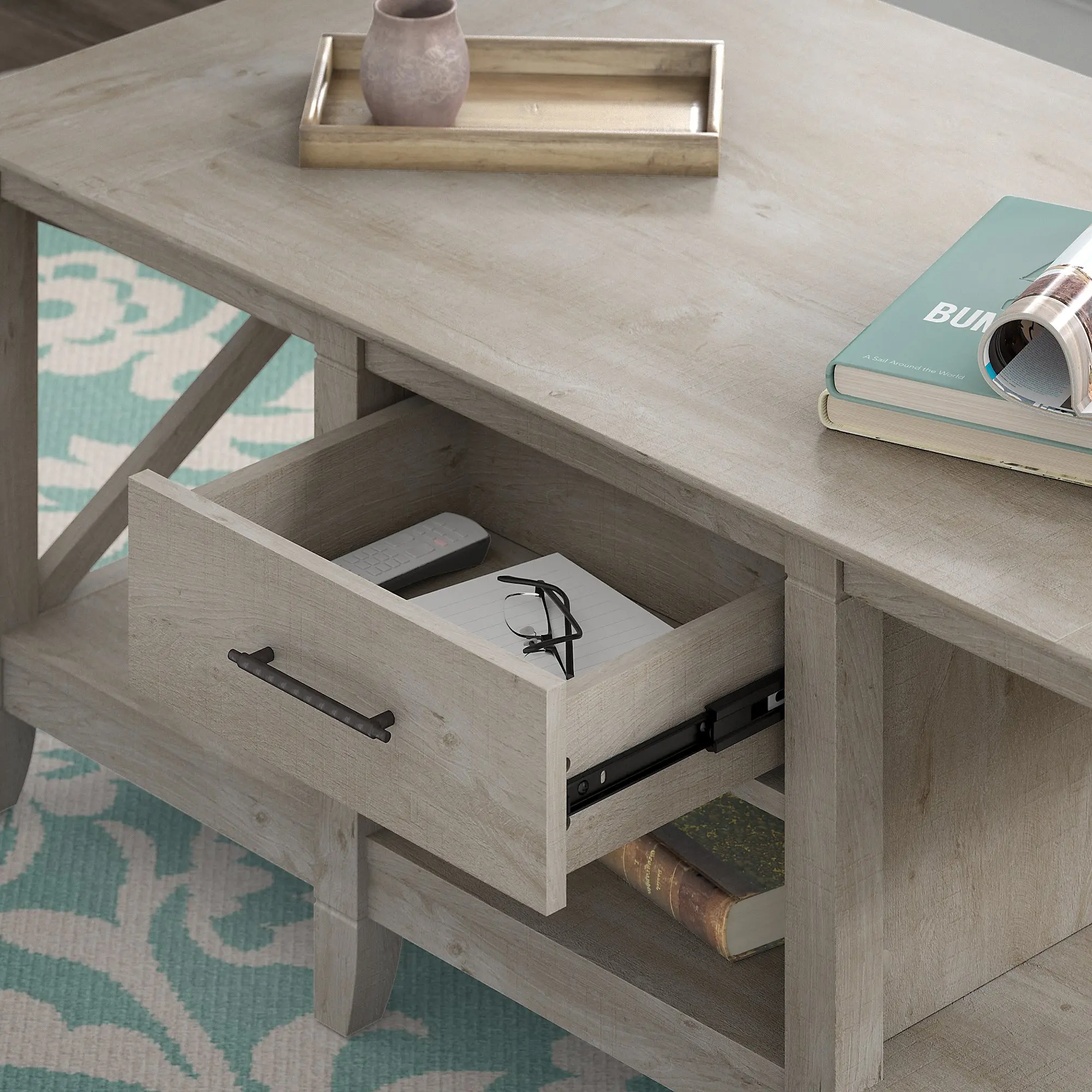 Key West Washed Gray Coffee Table - Bush Furniture | RC Willey