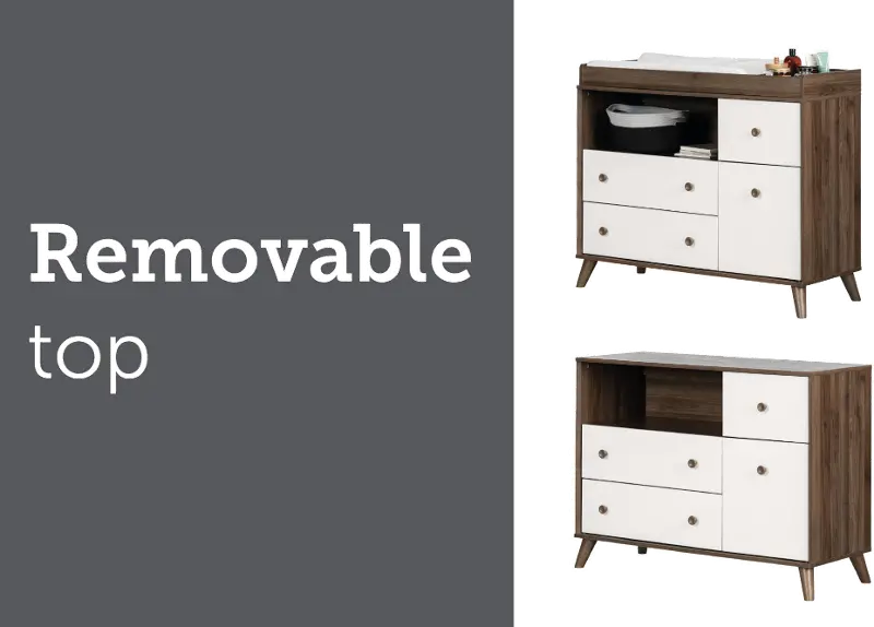 Yodi Modern Walnut Brown and White Changing Table - South Shore | RC Willey