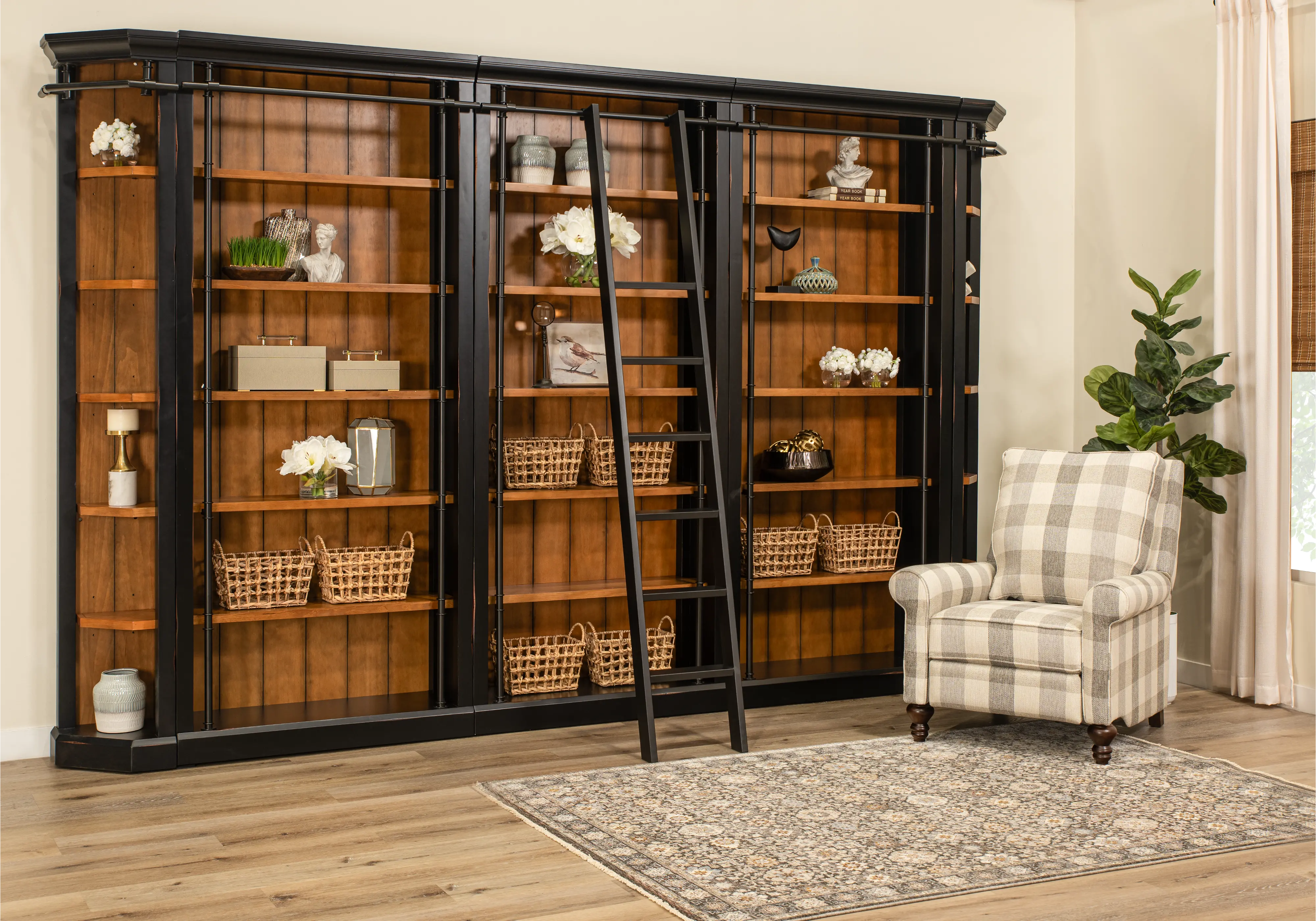 Toulouse Black and Honey 6-Piece Bookcase Wall | RC Willey