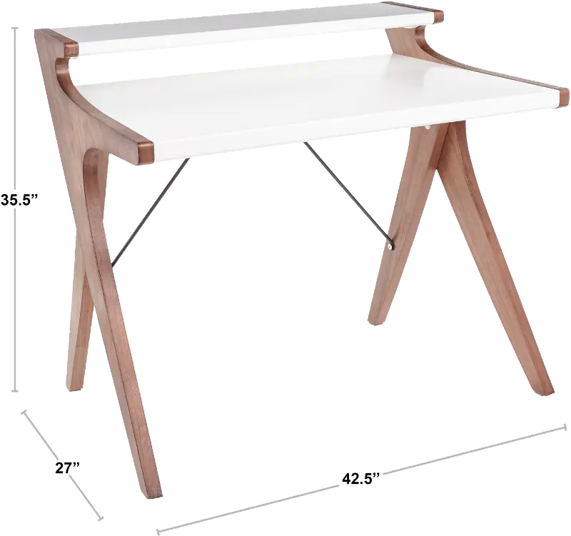 White and Walnut Wood Home Office Desk - Archer | RC Willey