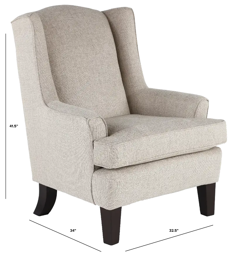 Andrea Classic Light Gray Upholstered Wingback Chair | RC Willey