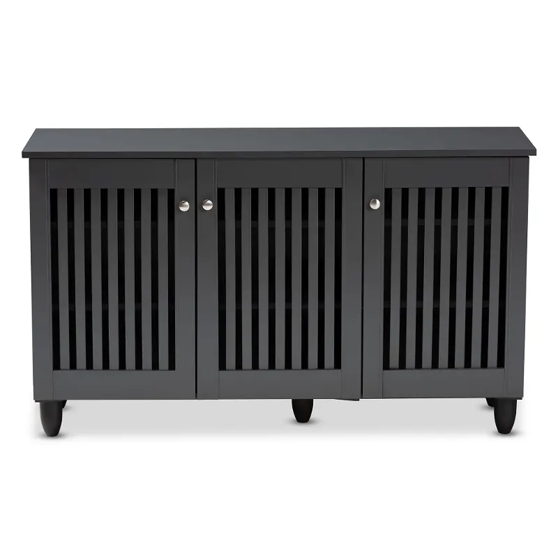 Modern Dark Gray 3 Door Entryway Shoe Storage Wide Cabinet - Sheenagh ...