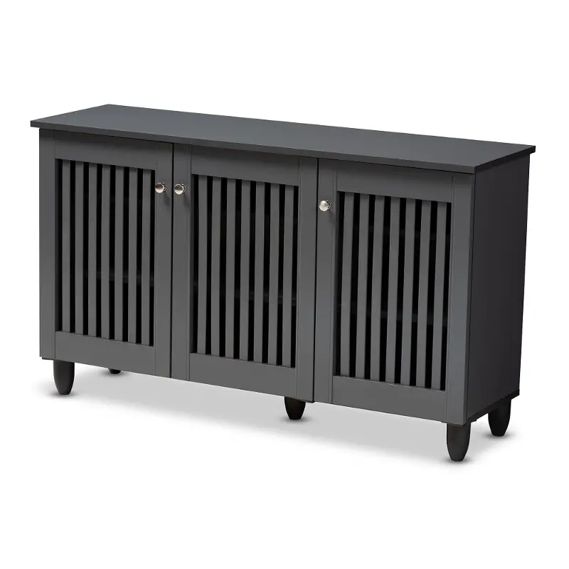 Modern Dark Gray 3 Door Entryway Shoe Storage Wide Cabinet - Sheenagh ...