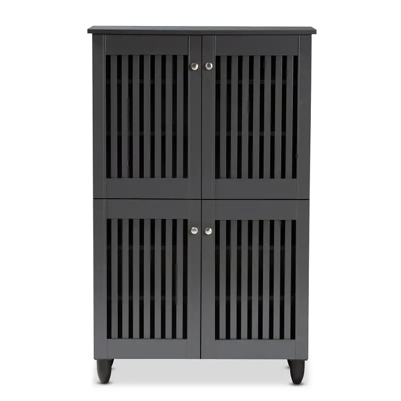 Modern Dark Gray 4 Door Entryway Shoe Storage Cabinet - Sheenagh | RC ...