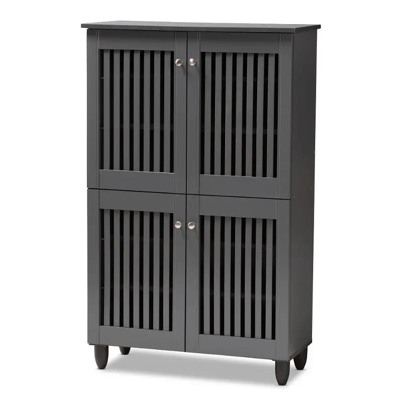 Modern Dark Gray 4 Door Entryway Shoe Storage Cabinet - Sheenagh | RC ...