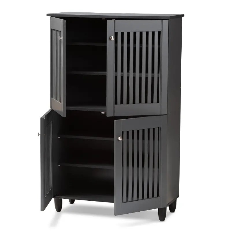 Modern Dark Gray 4 Door Entryway Shoe Storage Cabinet - Sheenagh | RC ...