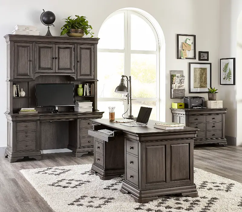 Sinclair Gray Executive Desk | RC Willey