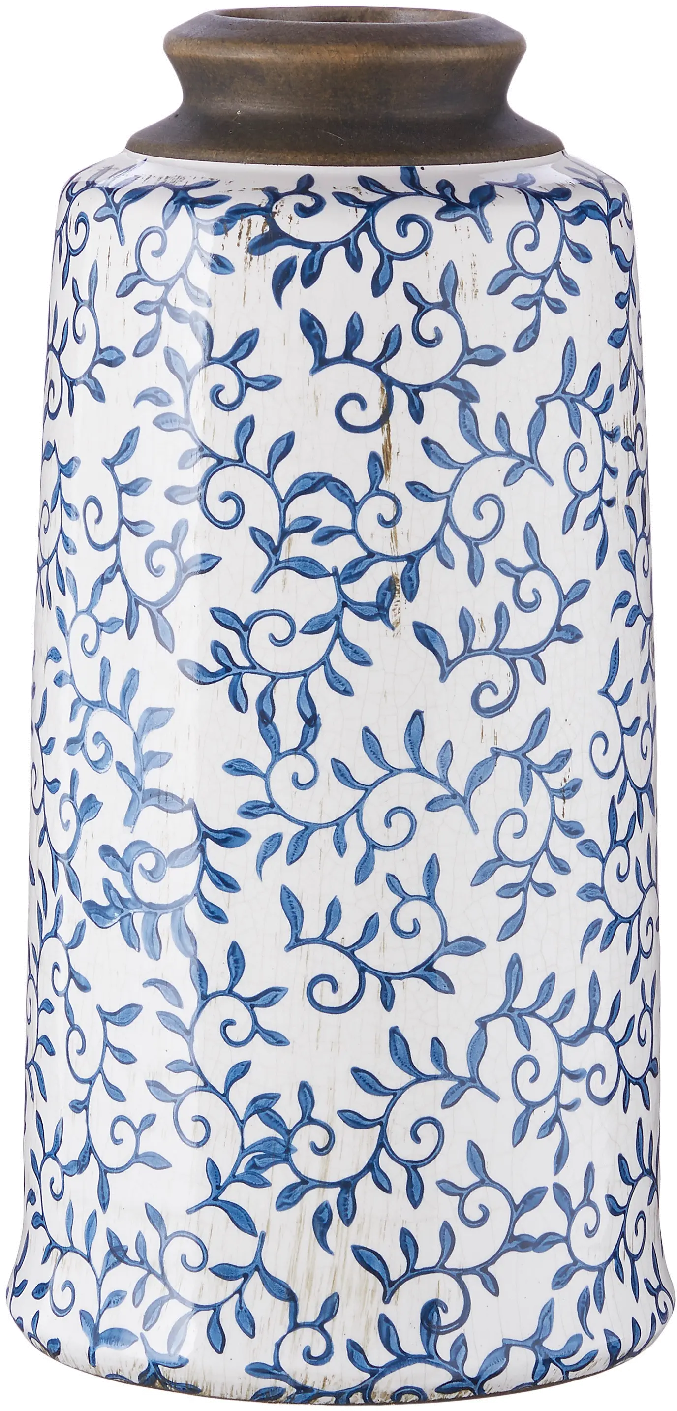 13" Blue Transferware Vase | RC Willey