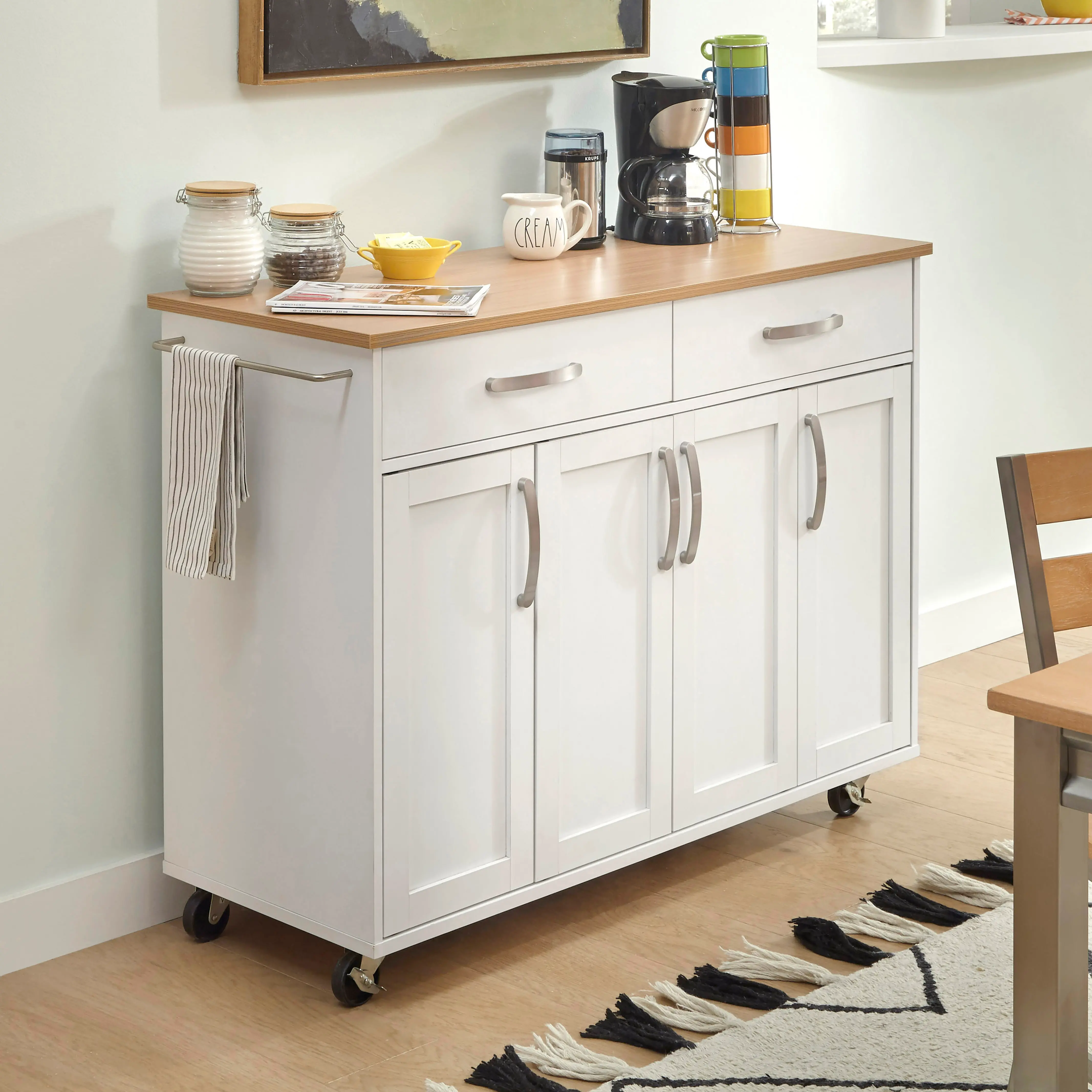 Ella White Kitchen Cart | RC Willey