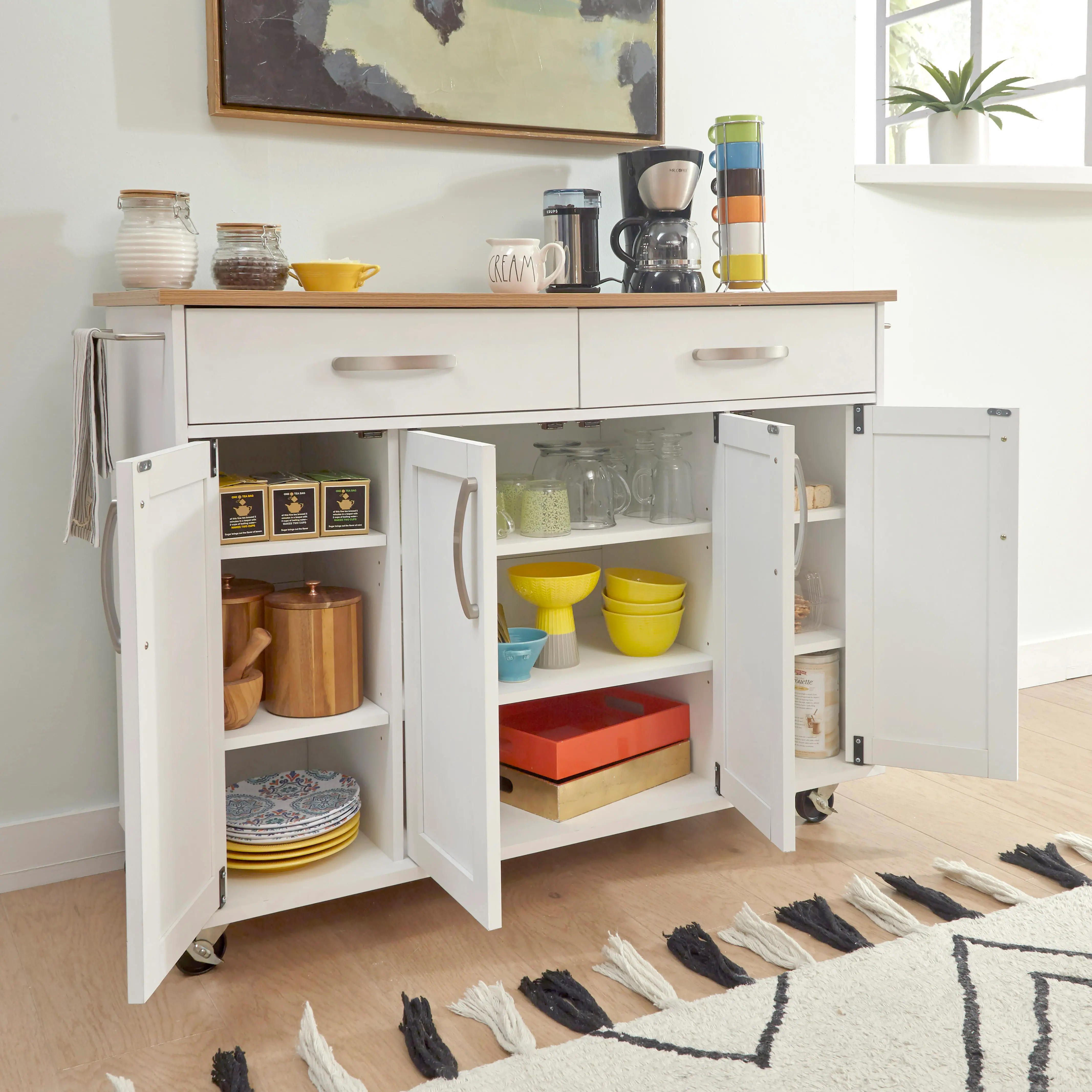 Ella White Kitchen Cart | RC Willey