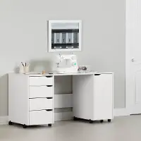 Crea White Sewing Craft Table with Wheels - South Shore | RC Willey