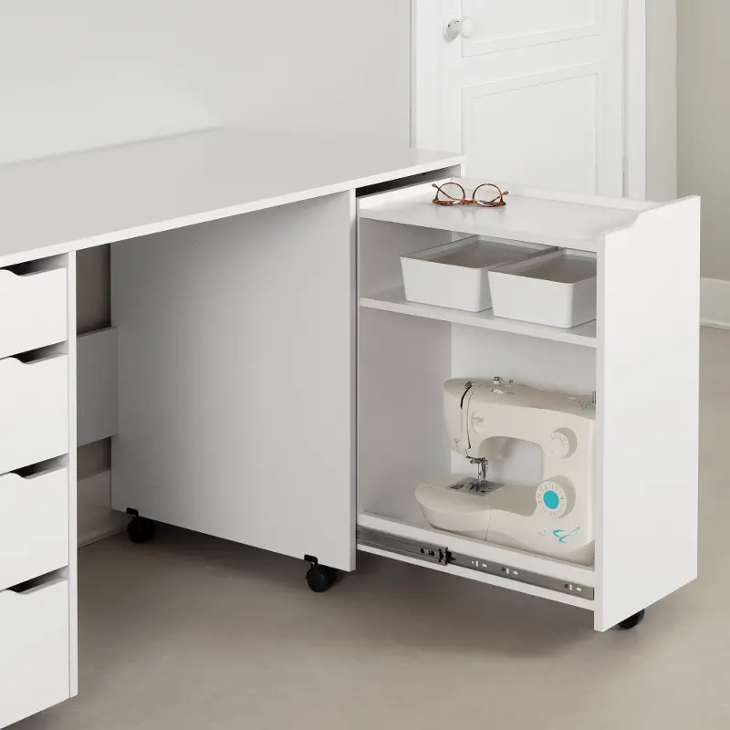 Crea White Sewing Craft Table with Wheels - South Shore | RC Willey