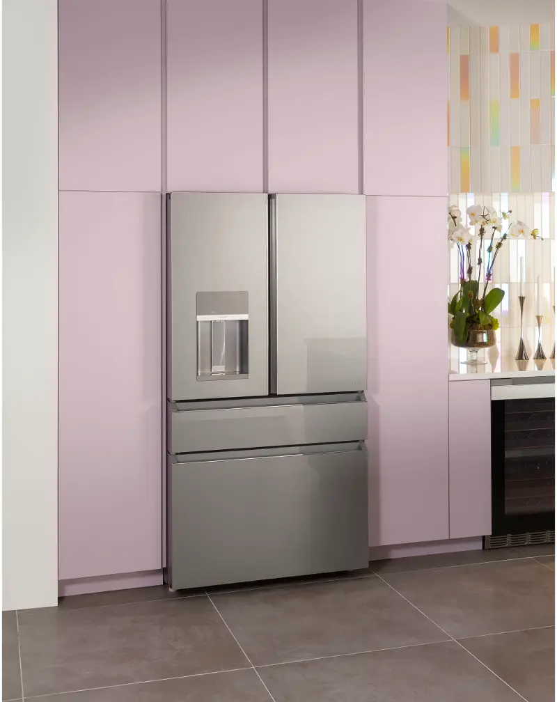 Cafe Platinum Glass Refrigerator