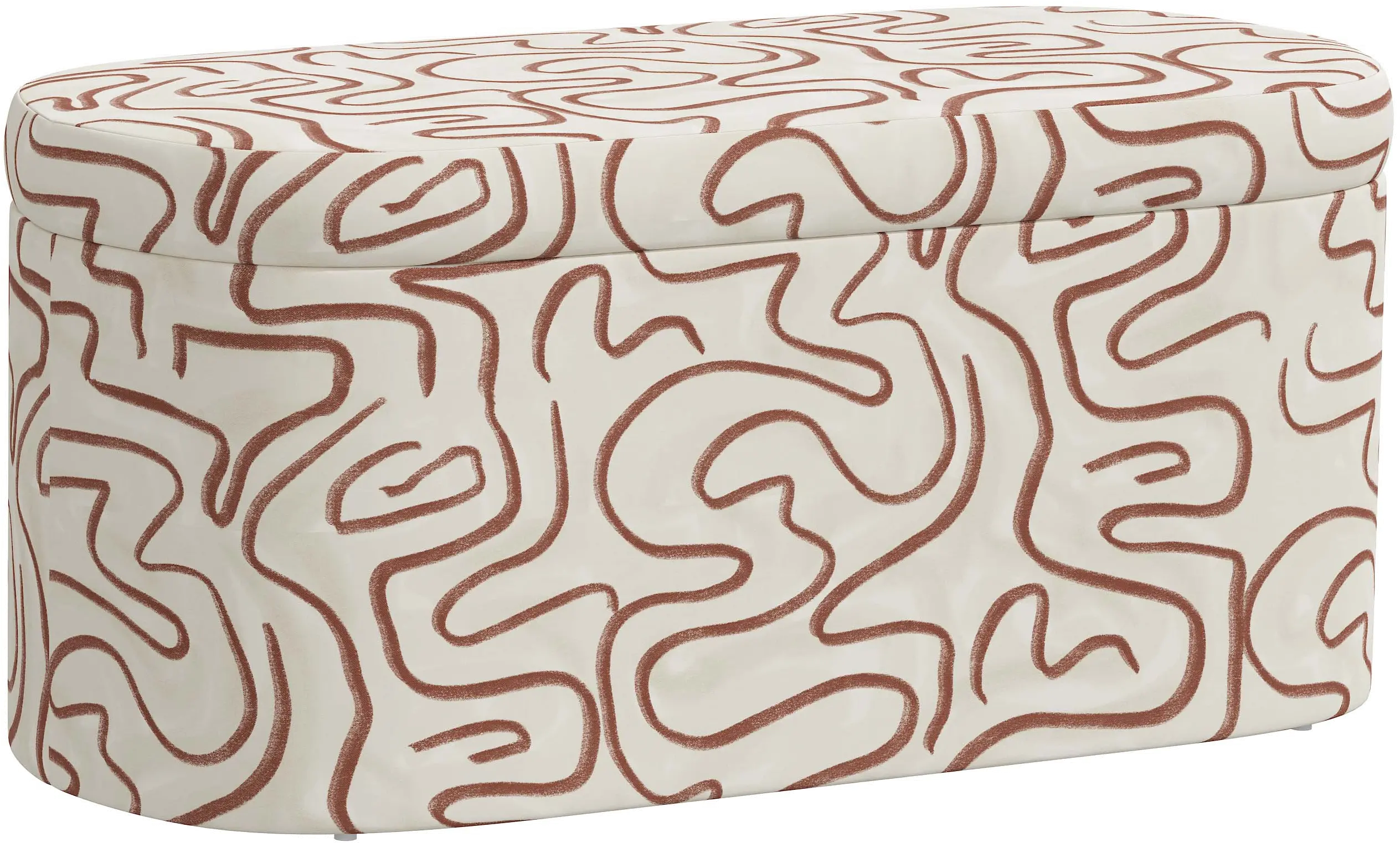 Frida Rust Abstract Print Storage Bench - Skyline Furniture | RC Willey