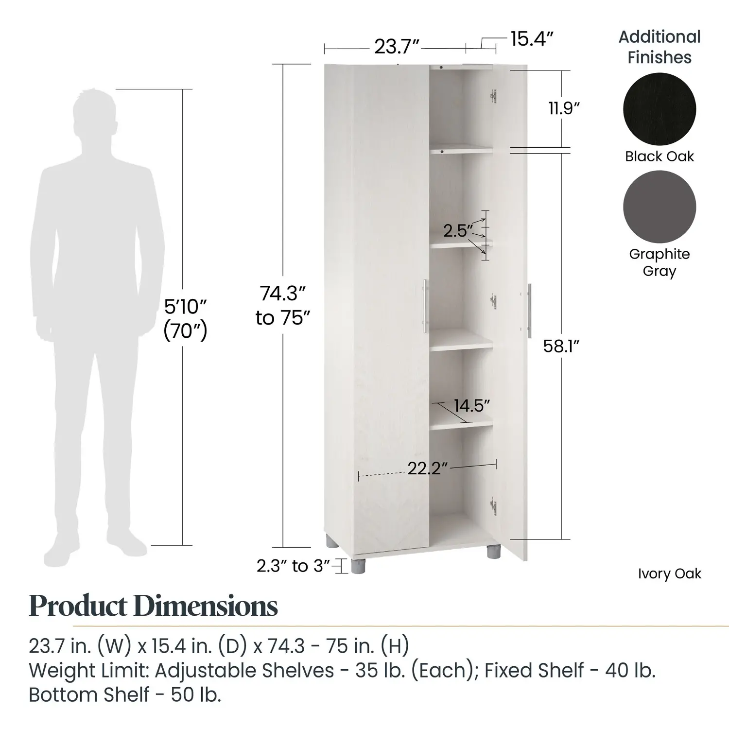 Camberly Graphite Gray 24" Utility Storage Cabinet | RC Willey