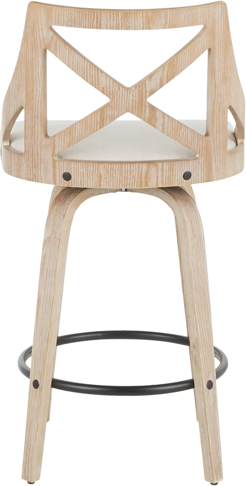 Charlotte Cream & White-Washed Wood Counter Stool, Set of 2 | RC Willey