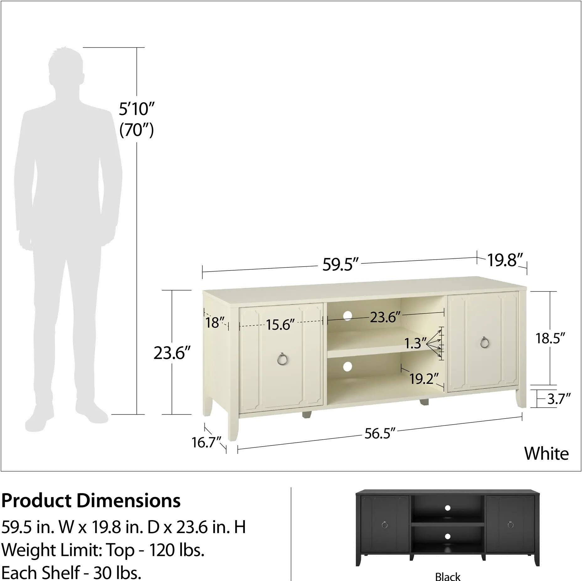 Majesty 60" Black TV Stand | RC Willey