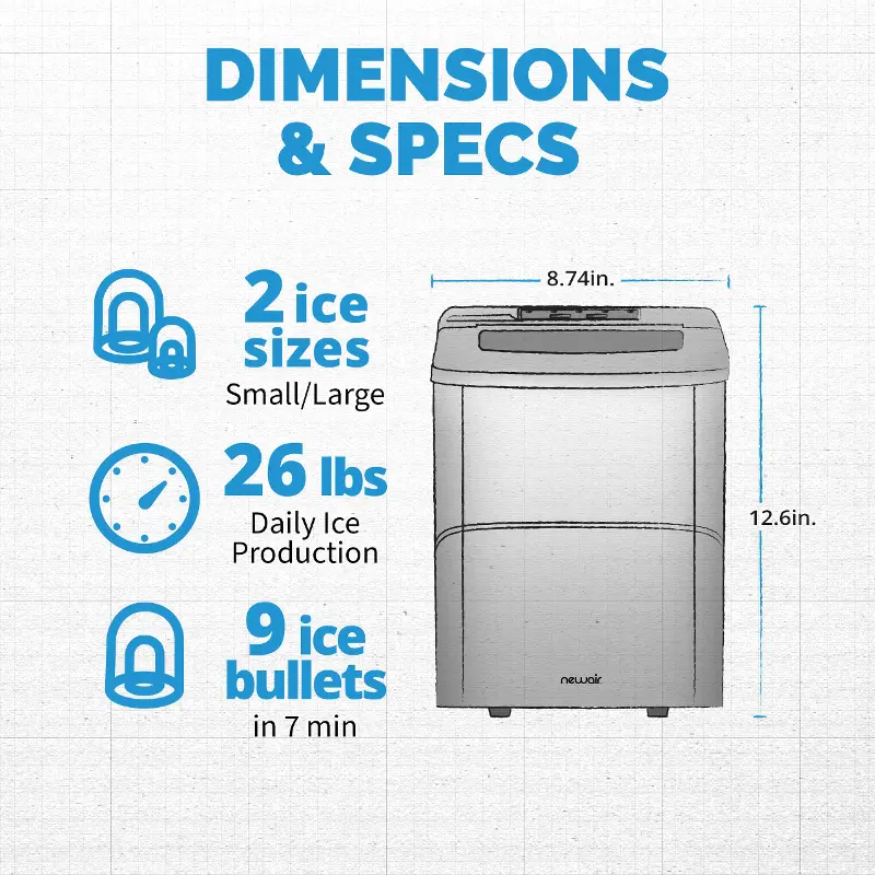 NewAir Matte Silver Countertop Ice Maker | RC Willey
