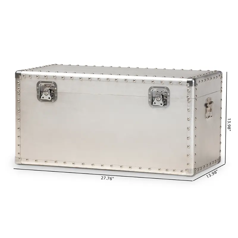 Serge French Industrial Silver Metal Storage Trunk | RC Willey