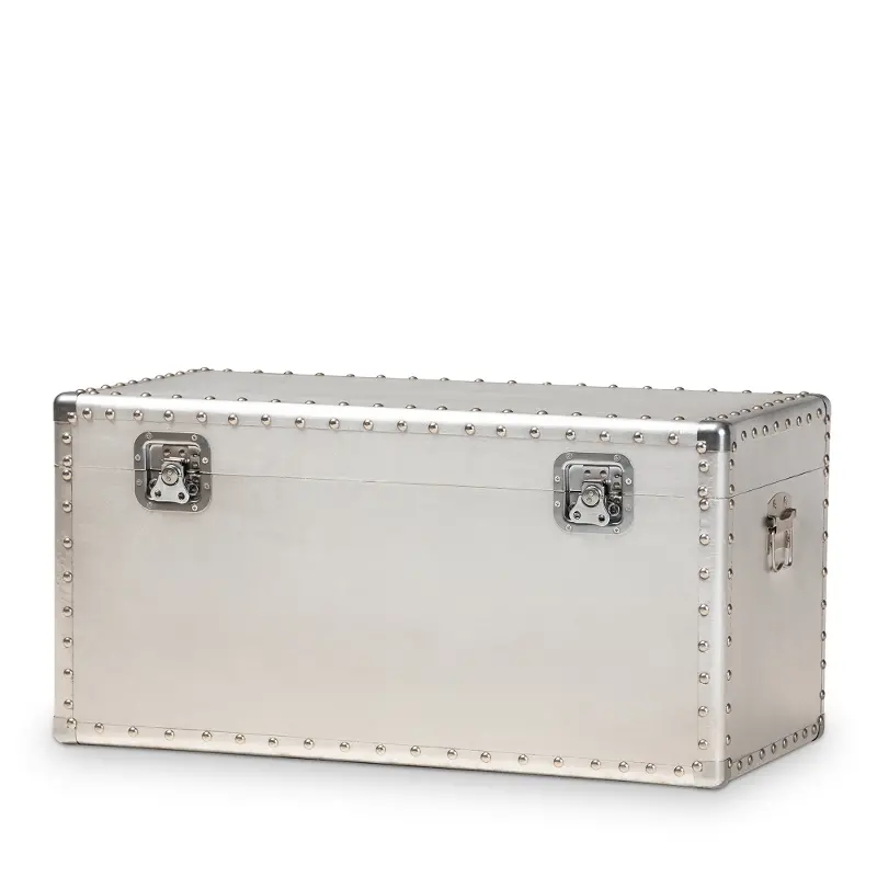 Serge French Industrial Silver Metal Storage Trunk | RC Willey