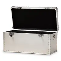 Serge French Industrial Silver Metal Storage Trunk | RC Willey