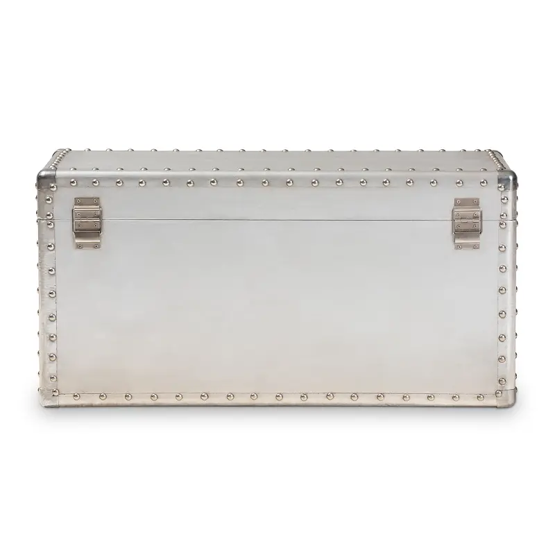 Serge French Industrial Silver Metal Storage Trunk | RC Willey