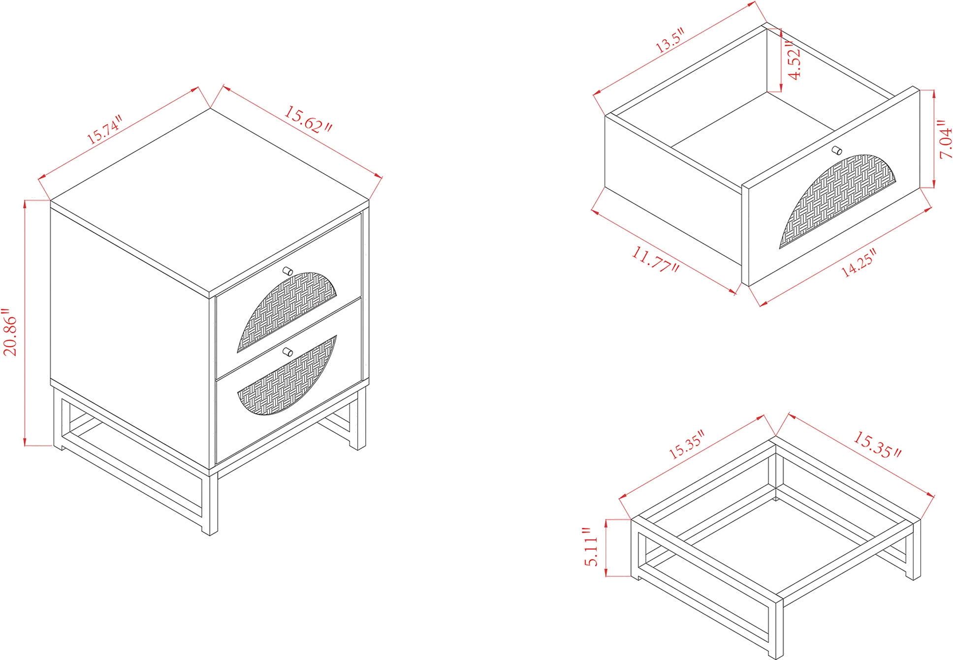 Ardon Light Brown Rattan 2-Drawer Nightstand | RC Willey