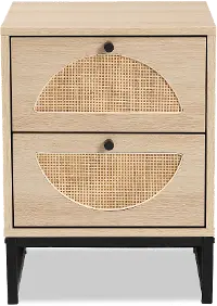 Ardon Light Brown Rattan 2-Drawer Nightstand | RC Willey