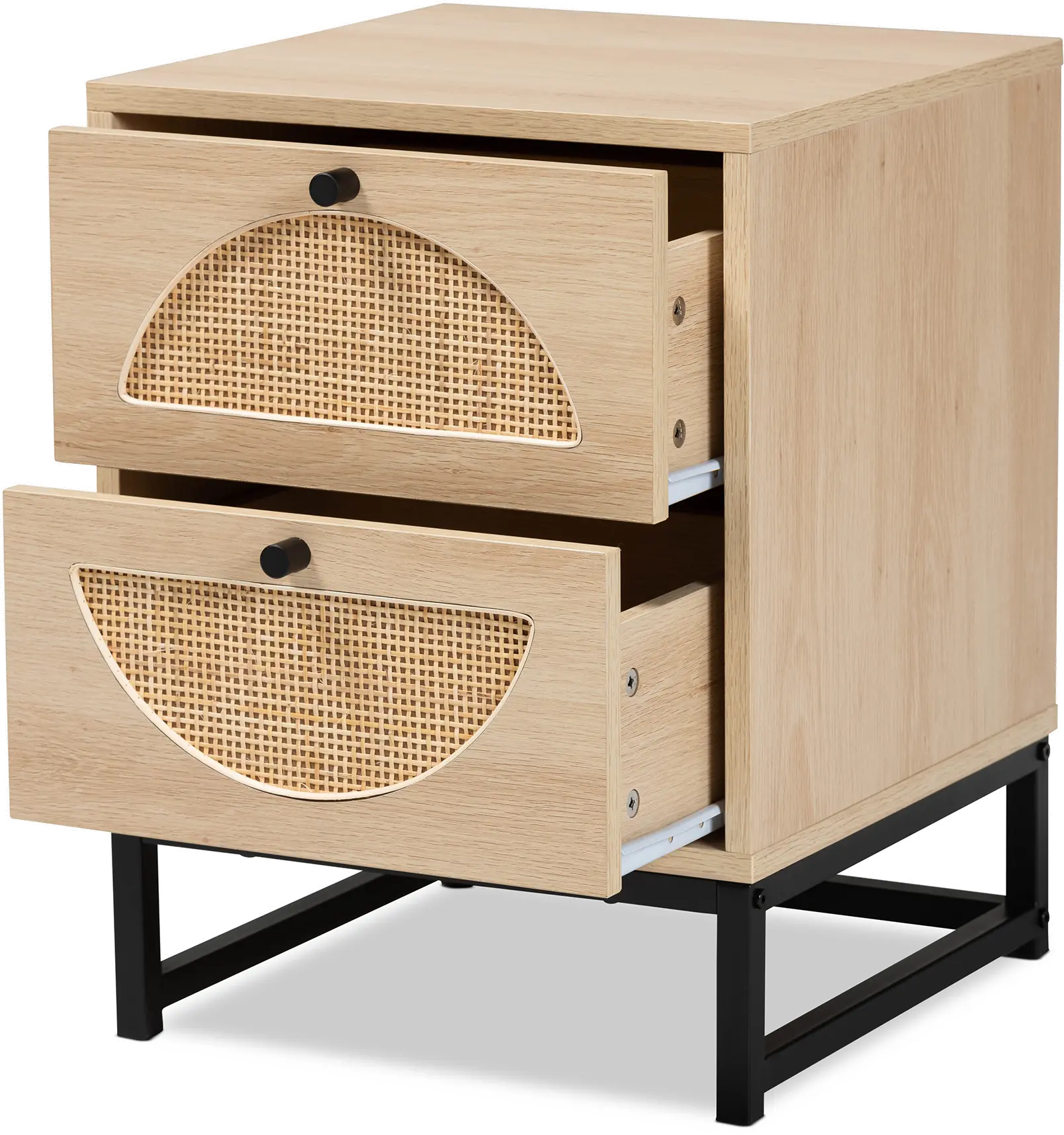 Ardon Light Brown Rattan 2-Drawer Nightstand | RC Willey