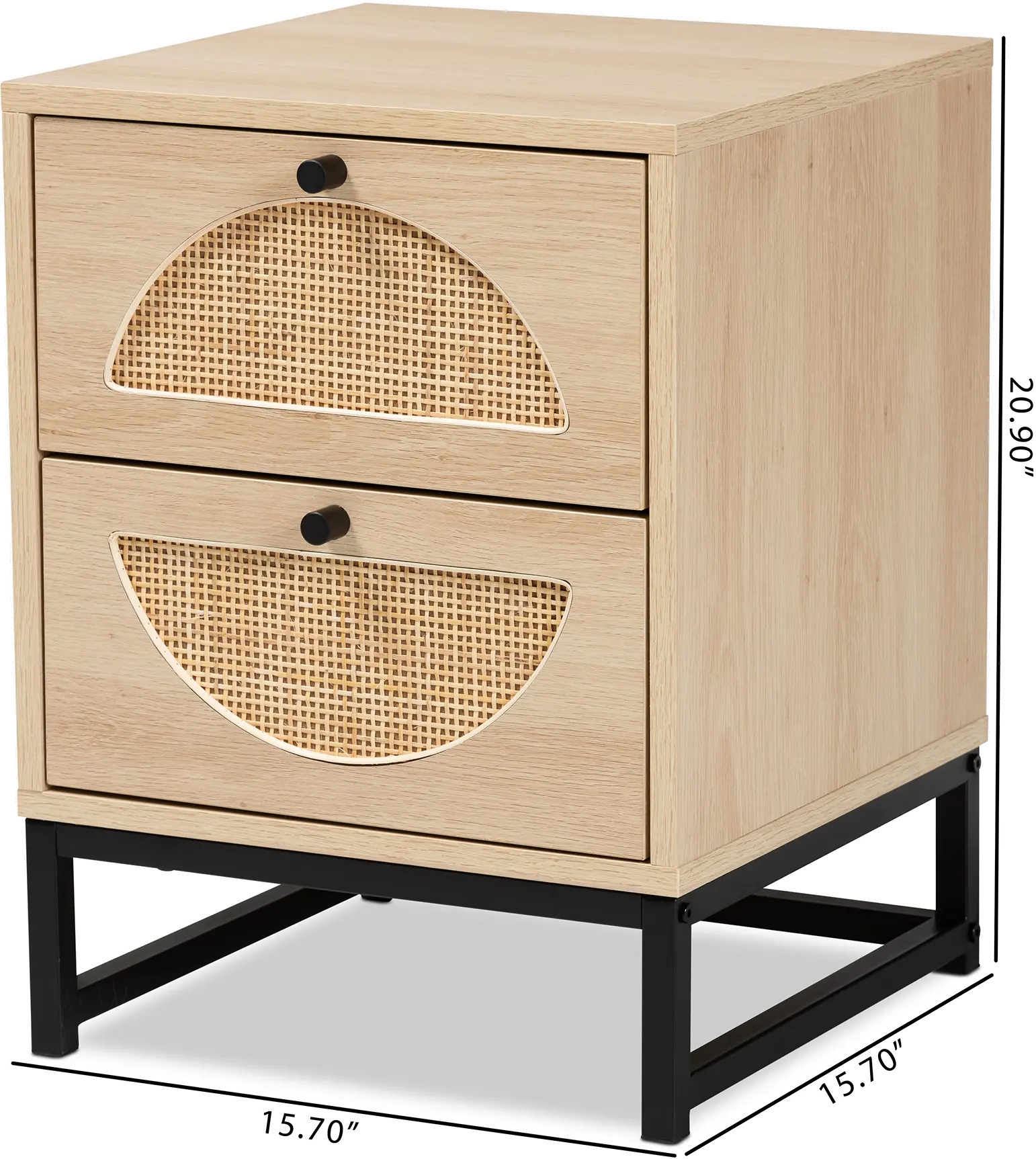 Ardon Light Brown Rattan 2-Drawer Nightstand | RC Willey