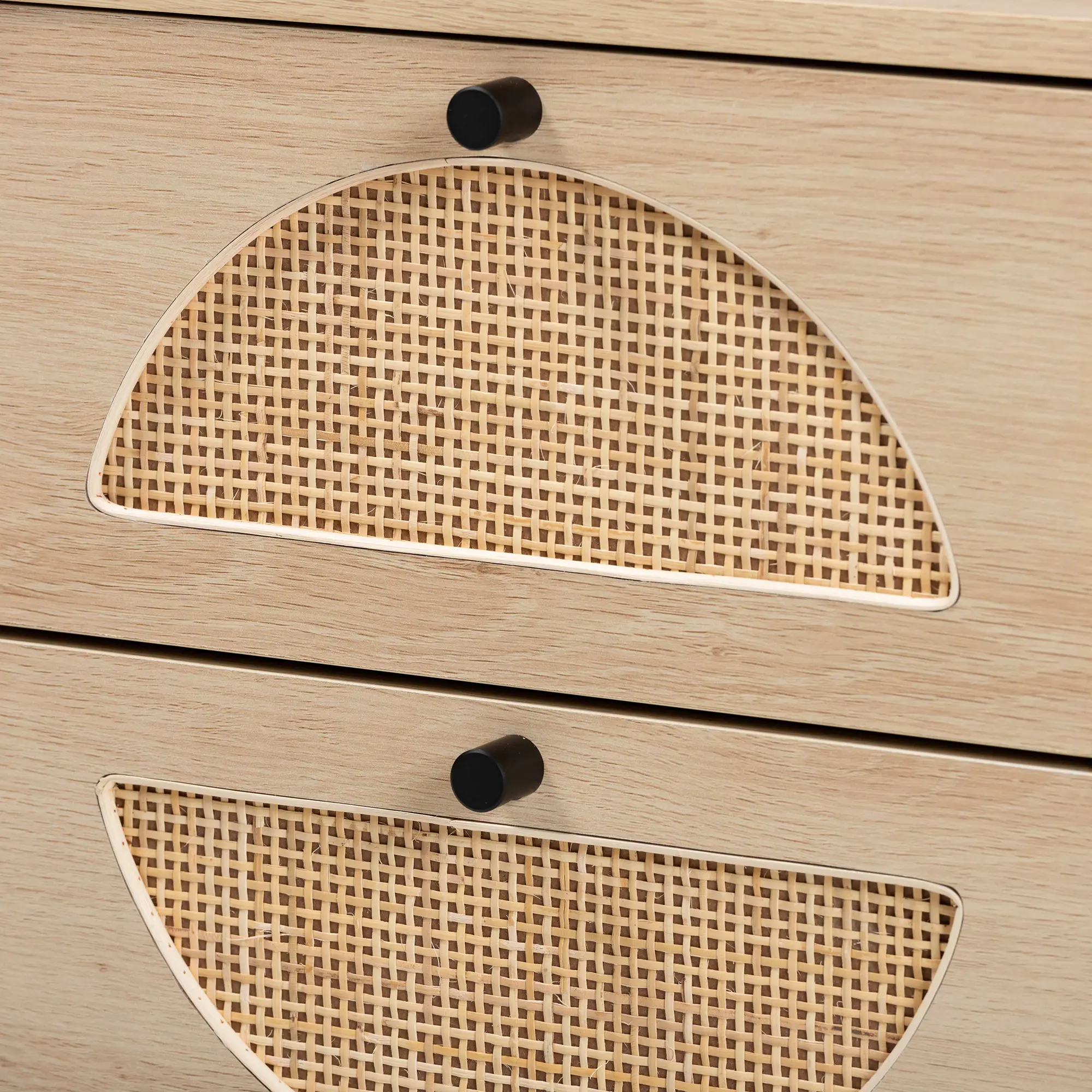 Ardon Light Brown Rattan 2-Drawer Nightstand | RC Willey