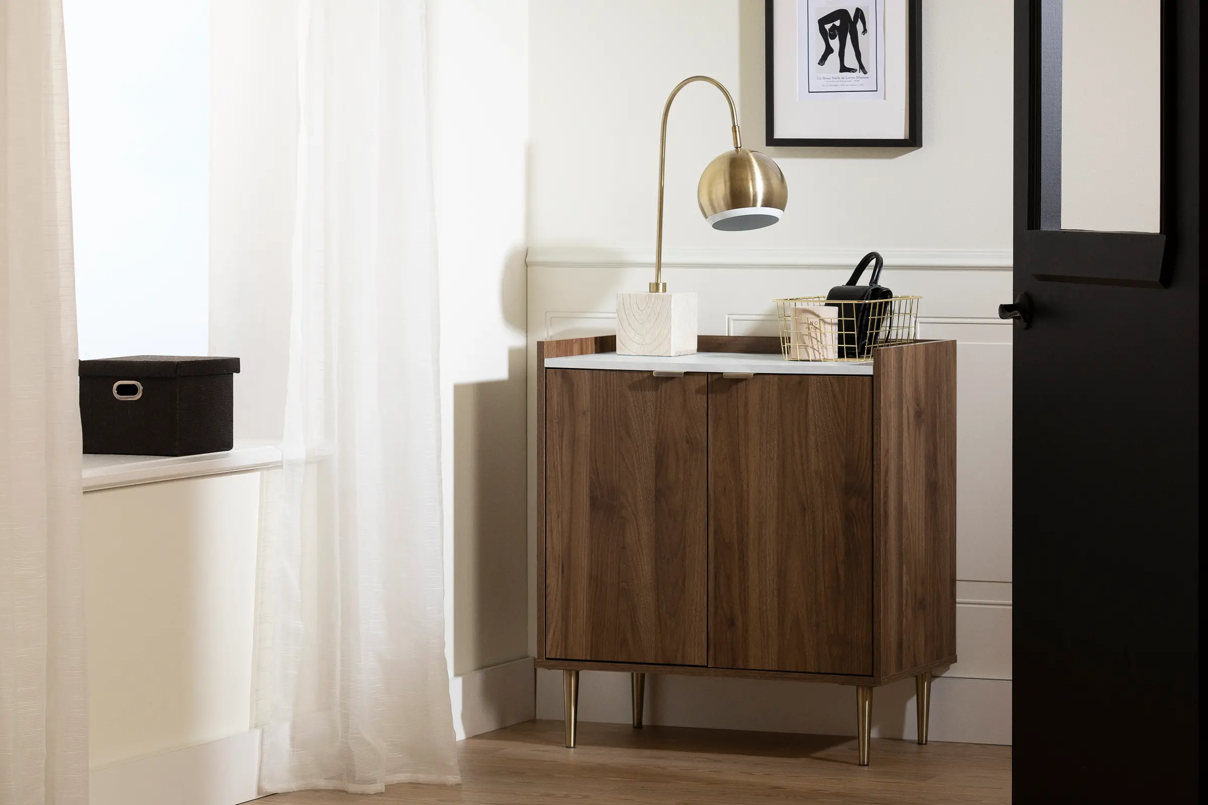 Maliza Walnut and White Storage Cabinet | RC Willey
