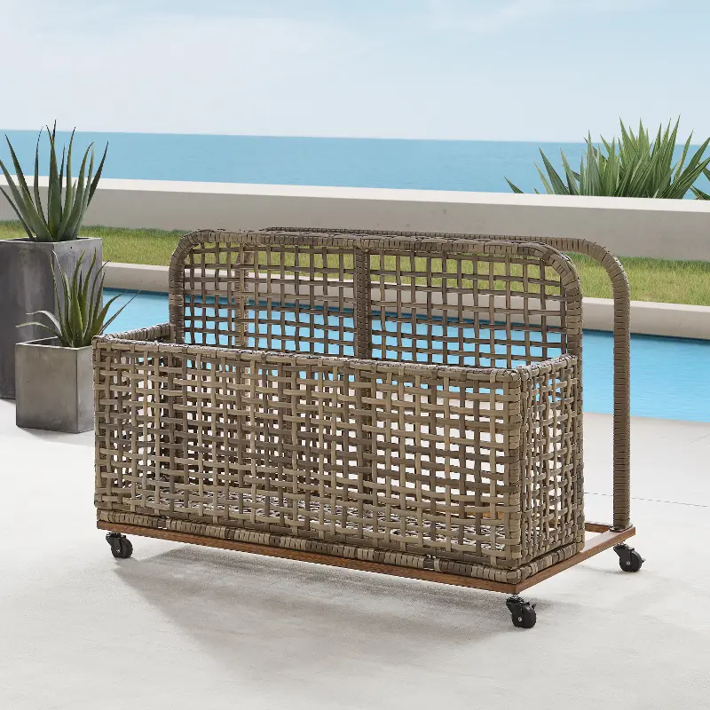 Ridley Outdoor Wicker And Metal Pool Storage Caddy | RC Willey