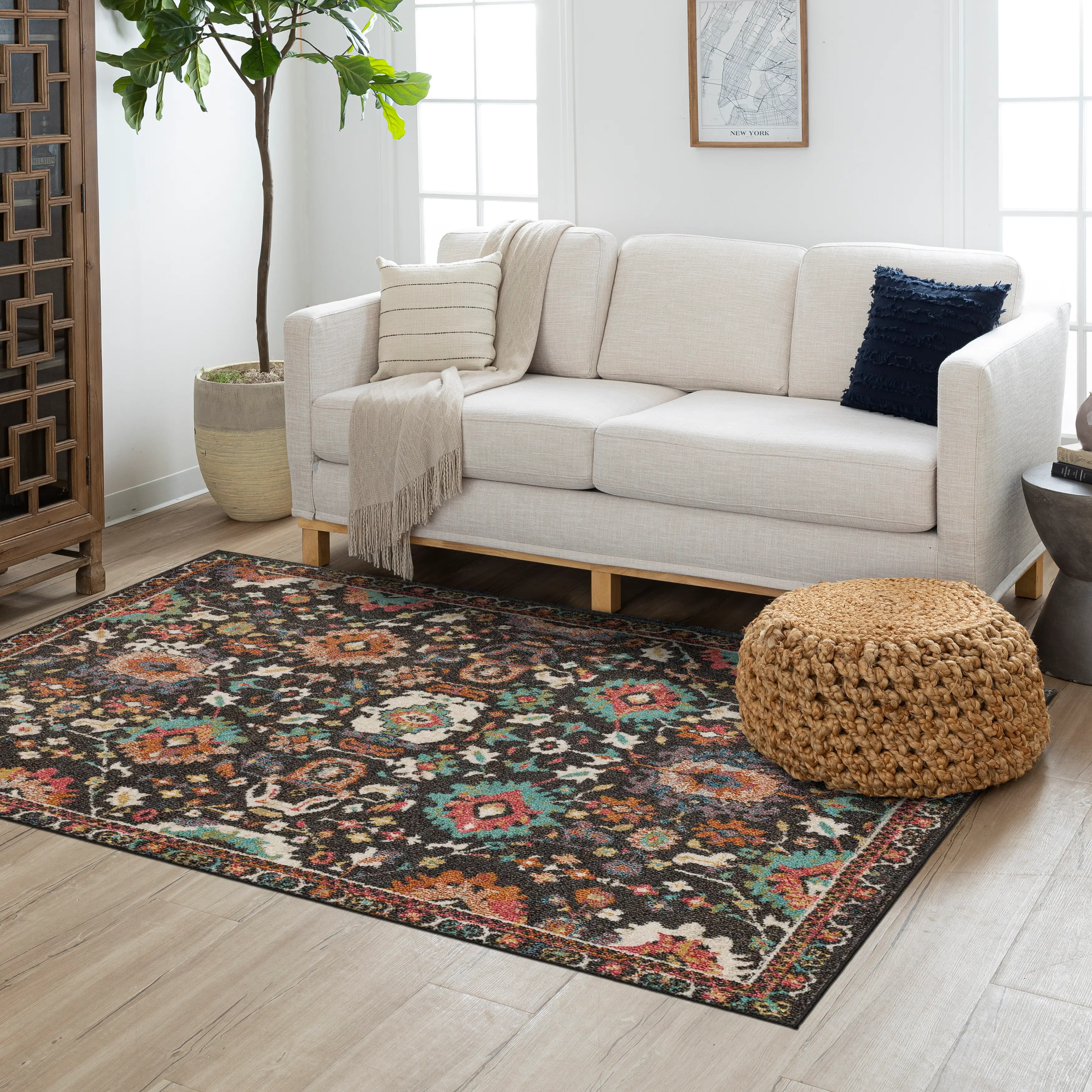Whimsey 5 x 8 Martin Black Multicolor Area Rug | RC Willey