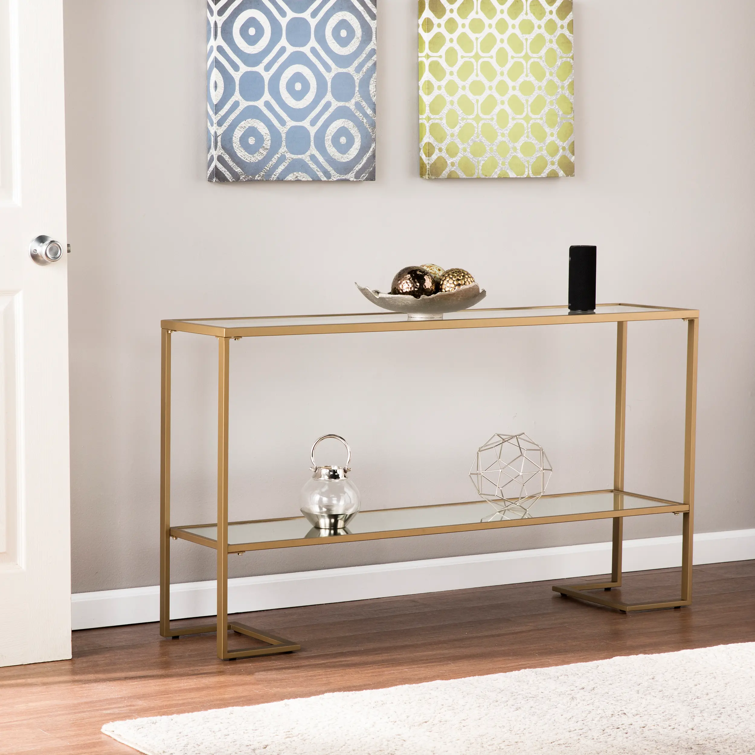 Horten Gold Narrow Console Table | RC Willey