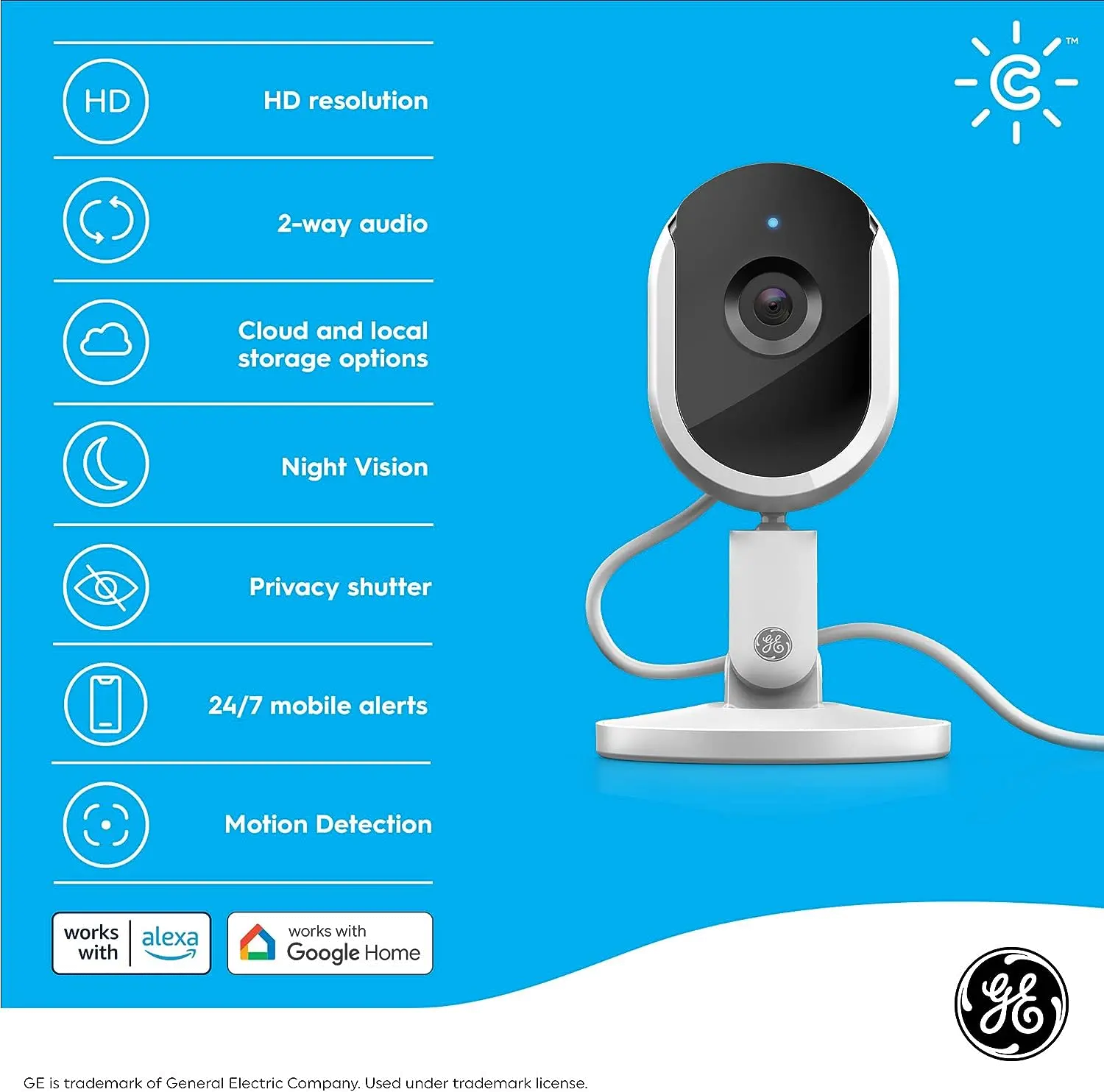 GE Cync Indoor 1-Camera Plug-in Stick Up Cam Micro SD Security Camera ...