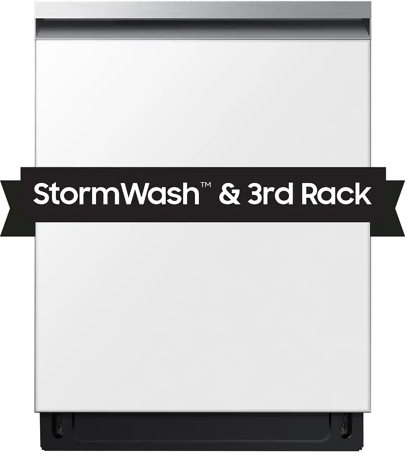 Samsung Bespoke Top Control Dishwasher with StormWash - White Glass ...