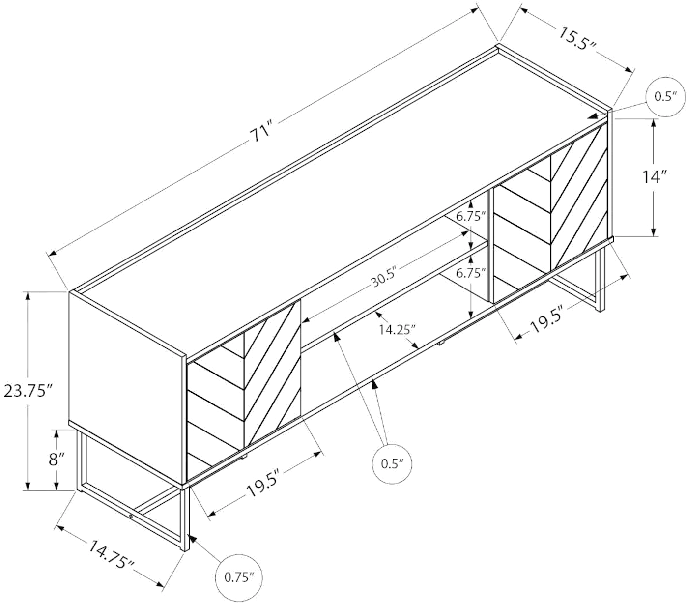 Heather Light Brown and Black 72" TV Stand | RC Willey