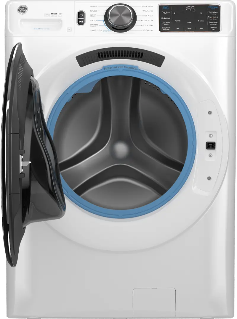 GE 5.0 Cu Ft Smart Front Load Steam Washer - White | RC Willey