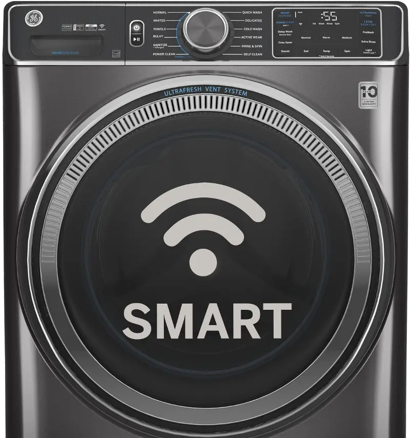 GE 5.0 Cu Ft Smart Front Load Steam Washer - White | RC Willey